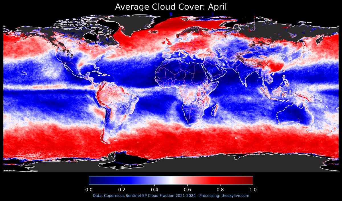 April: Average Cloud Cover Map | TheSkyLive