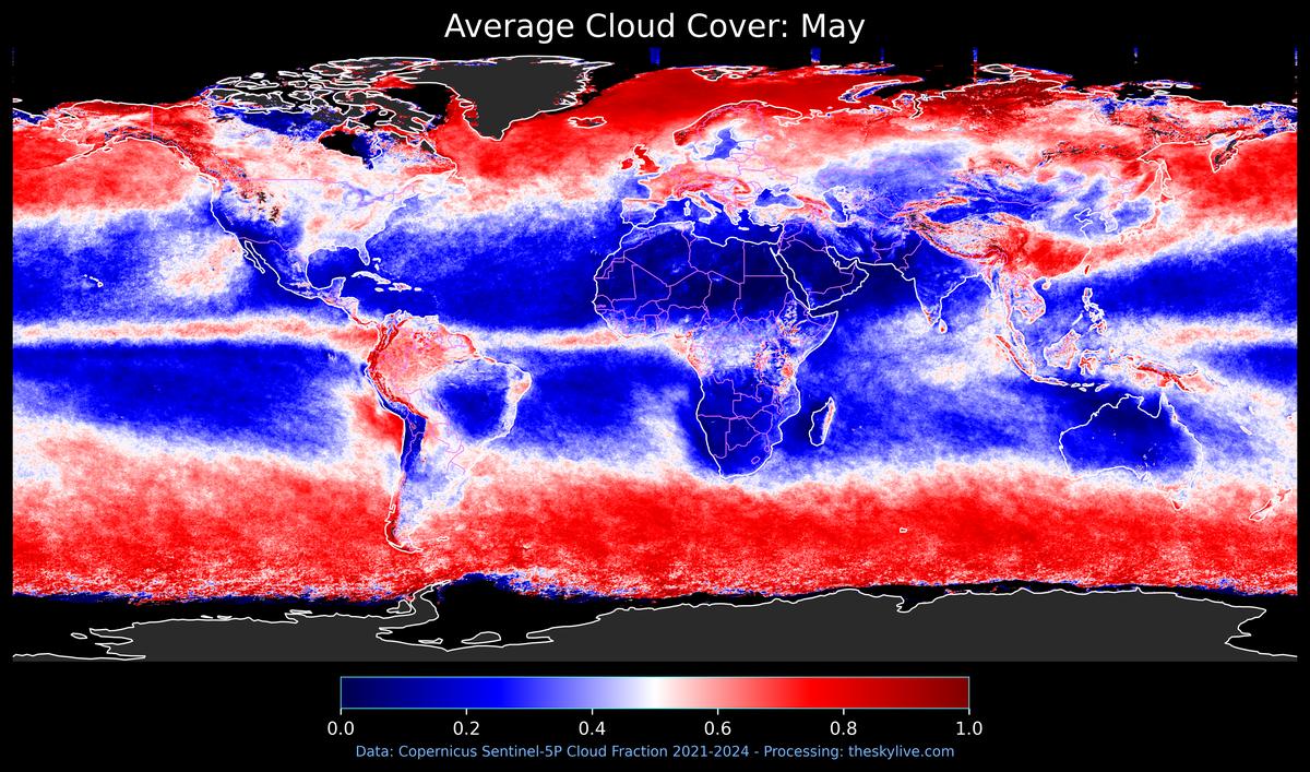 May: Average Cloud Cover Map | TheSkyLive