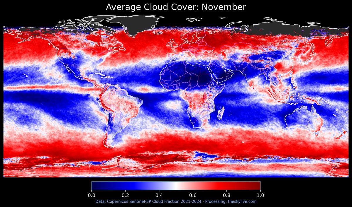 November: Average Cloud Cover Map | TheSkyLive