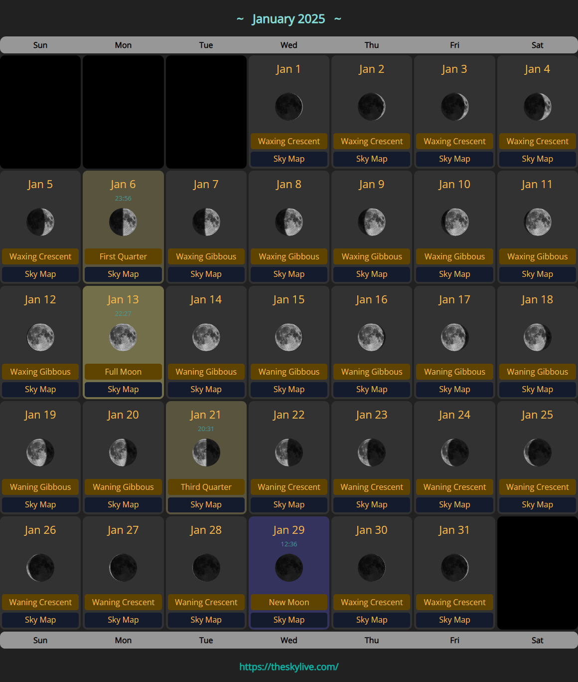 Last Quarter Moon January 2025