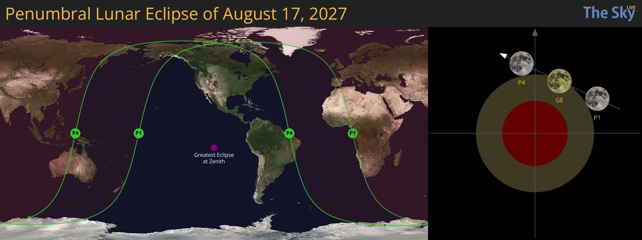 Penumbral Lunar Eclipse of August 17, 2027 from U.S. Virgin Islands ...