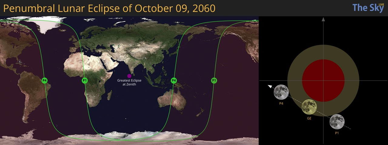 Penumbral Lunar Eclipse of October 9, 2060 from Marshall Islands ...