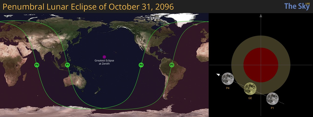 Penumbral Lunar Eclipse of October 31, 2096 from Faroe Islands ...